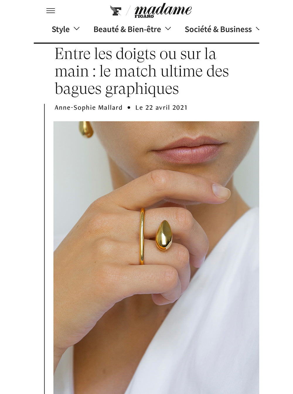 Madame Figaro Features Mara Paris' Iconic Sense Ring and Elegant Desig